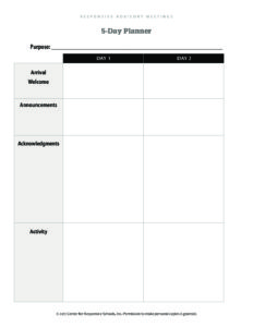 5-Day Planner | Responsive Classroom
