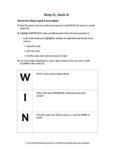 Keep It, Junk It | Responsive Classroom