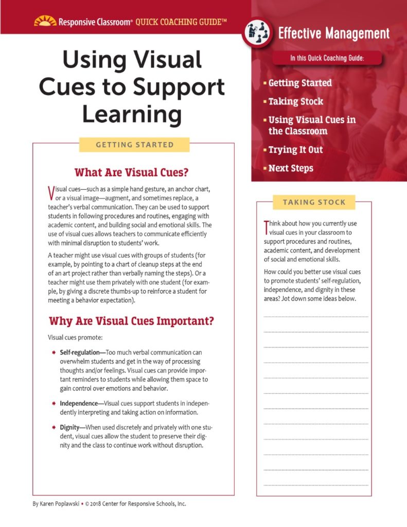 Quick Coaching Guide: Using Visual Cues to Support Learning ...