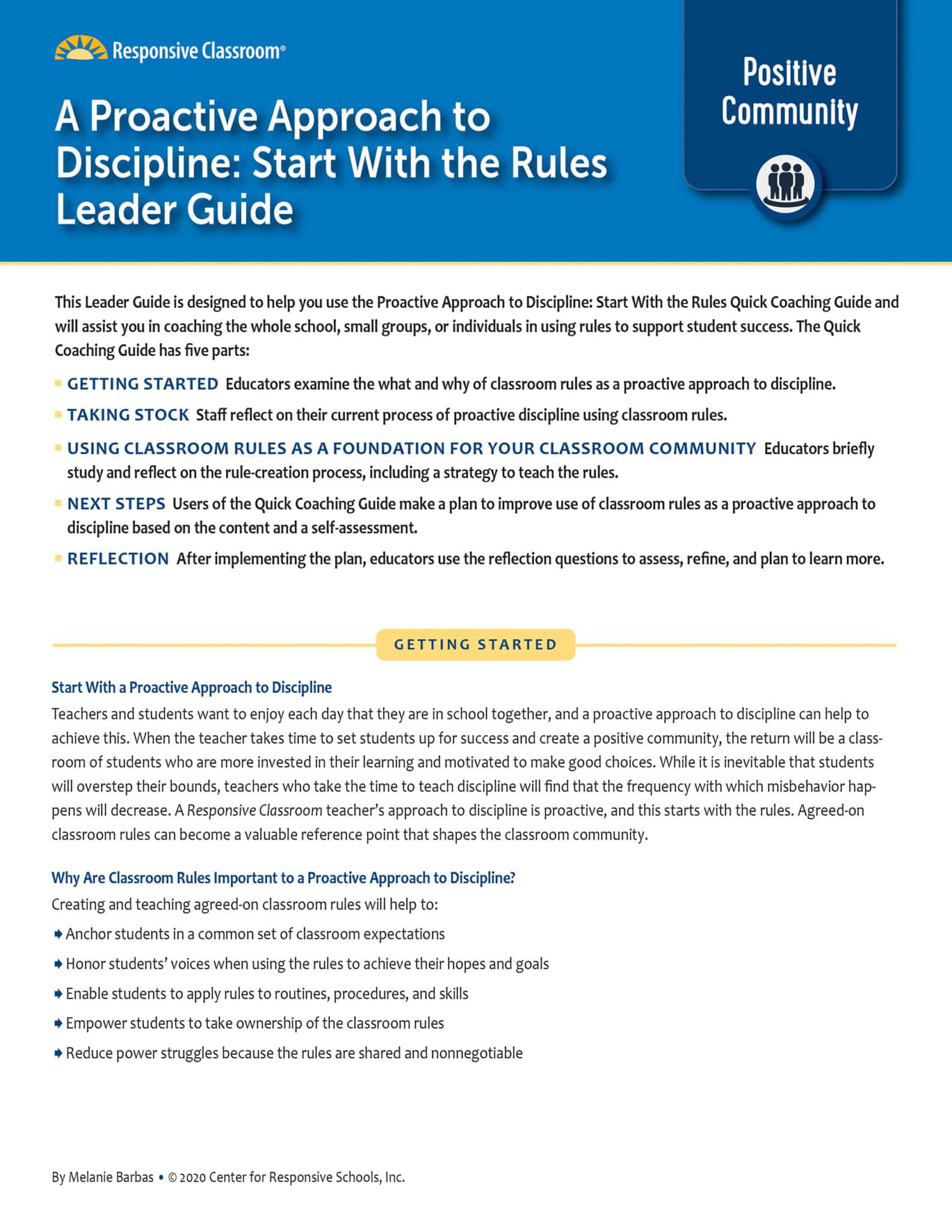 Quick Coaching Guide: A Proactive Approach to Discipline | Responsive ...
