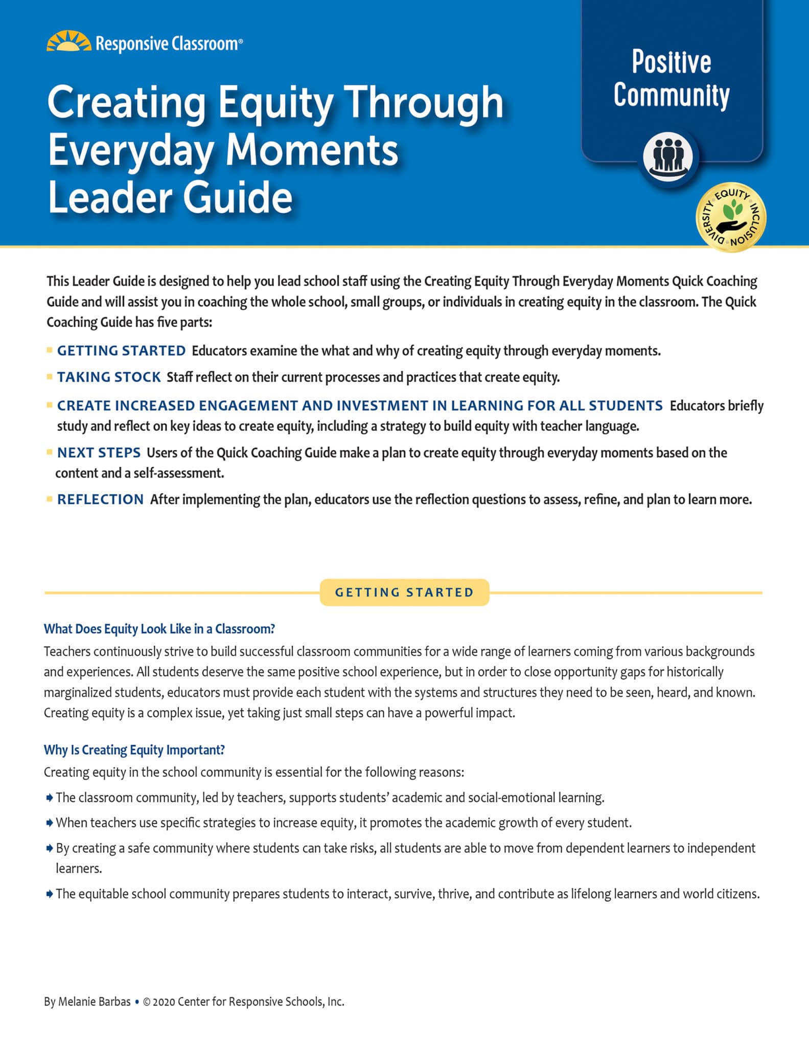 Quick Coaching Guide: Creating Equity Through Everyday Moments ...