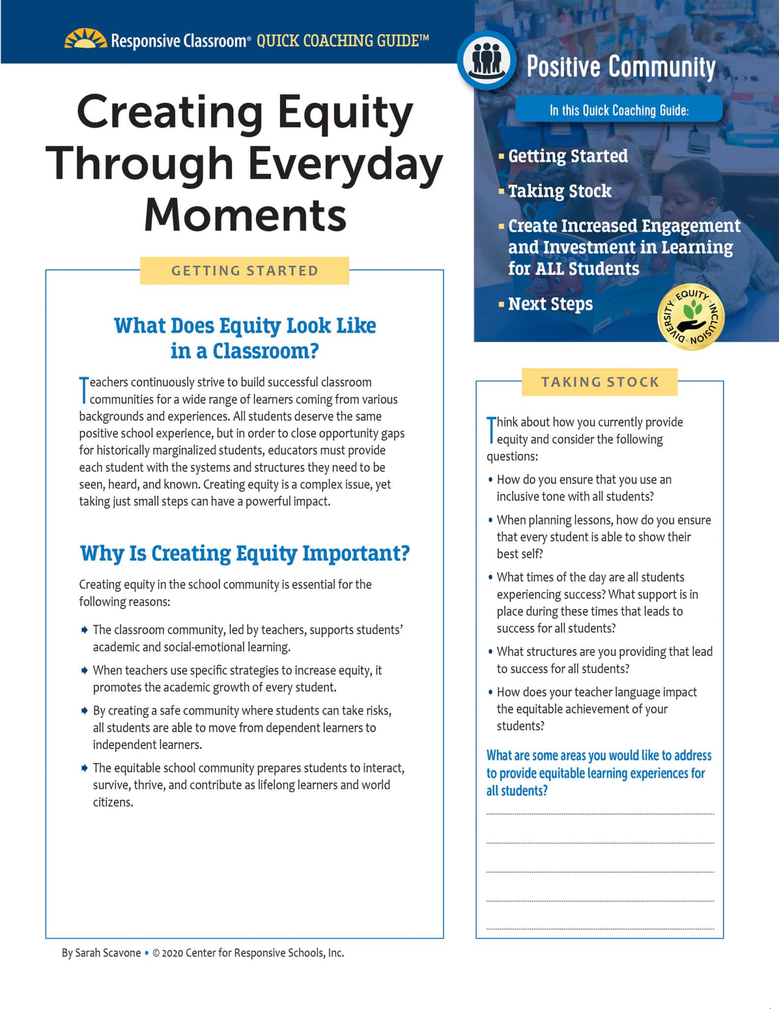 Quick Coaching Guide: Creating Equity Through Everyday Moments ...