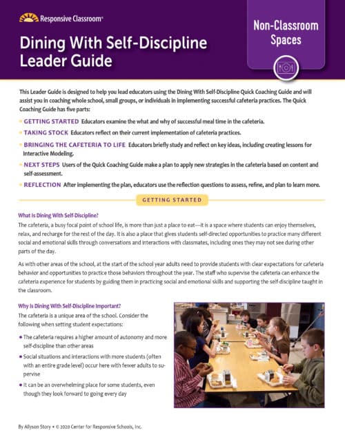Quick Coaching Guide: Dining with Self-Discipline | Responsive Classroom