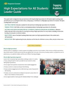 Quick Coaching Guide: High Expectations for All Students | Responsive ...