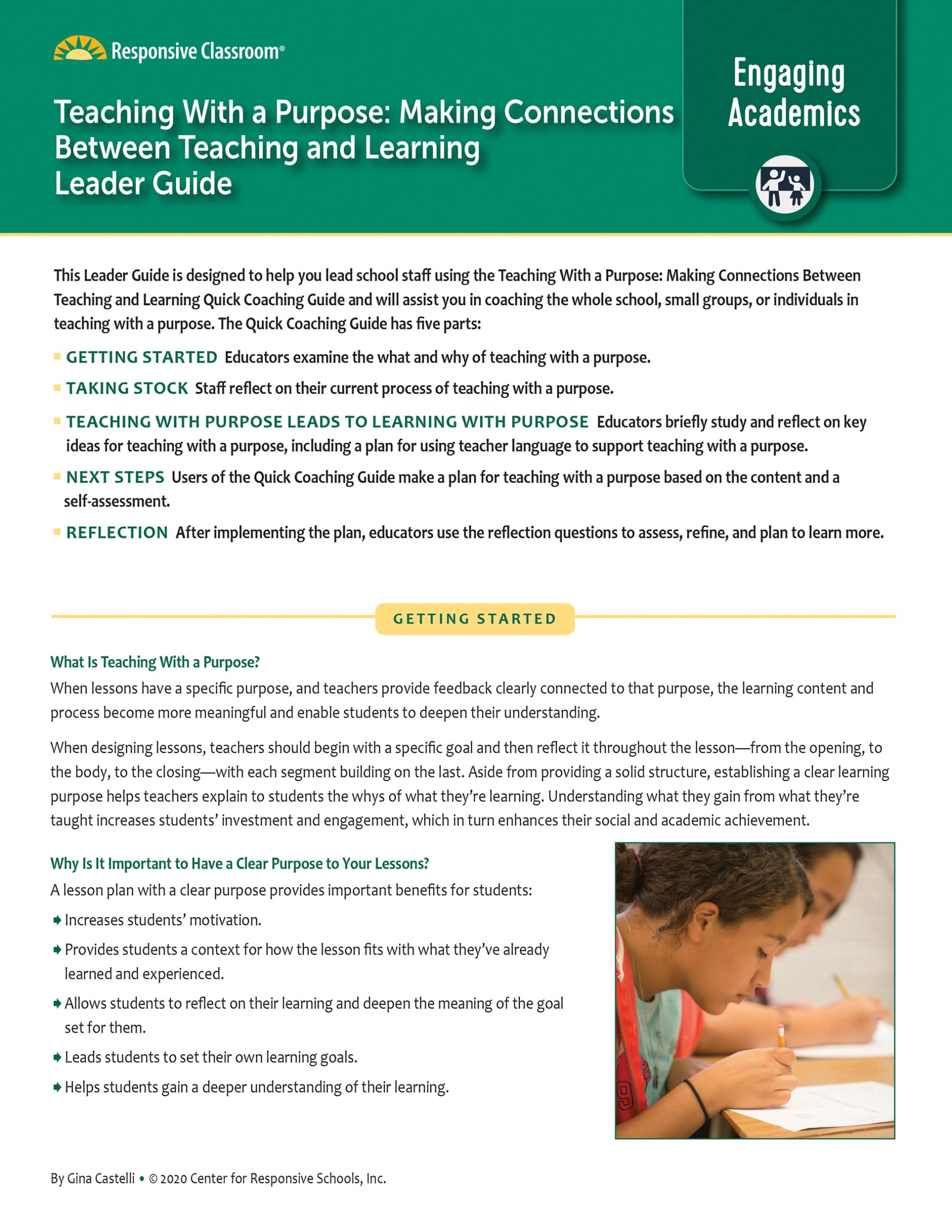 Quick Coaching Guide: Teaching with Purpose: Making Connections Between ...