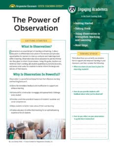 Quick Coaching Guide: The Power of Observation | Responsive Classroom