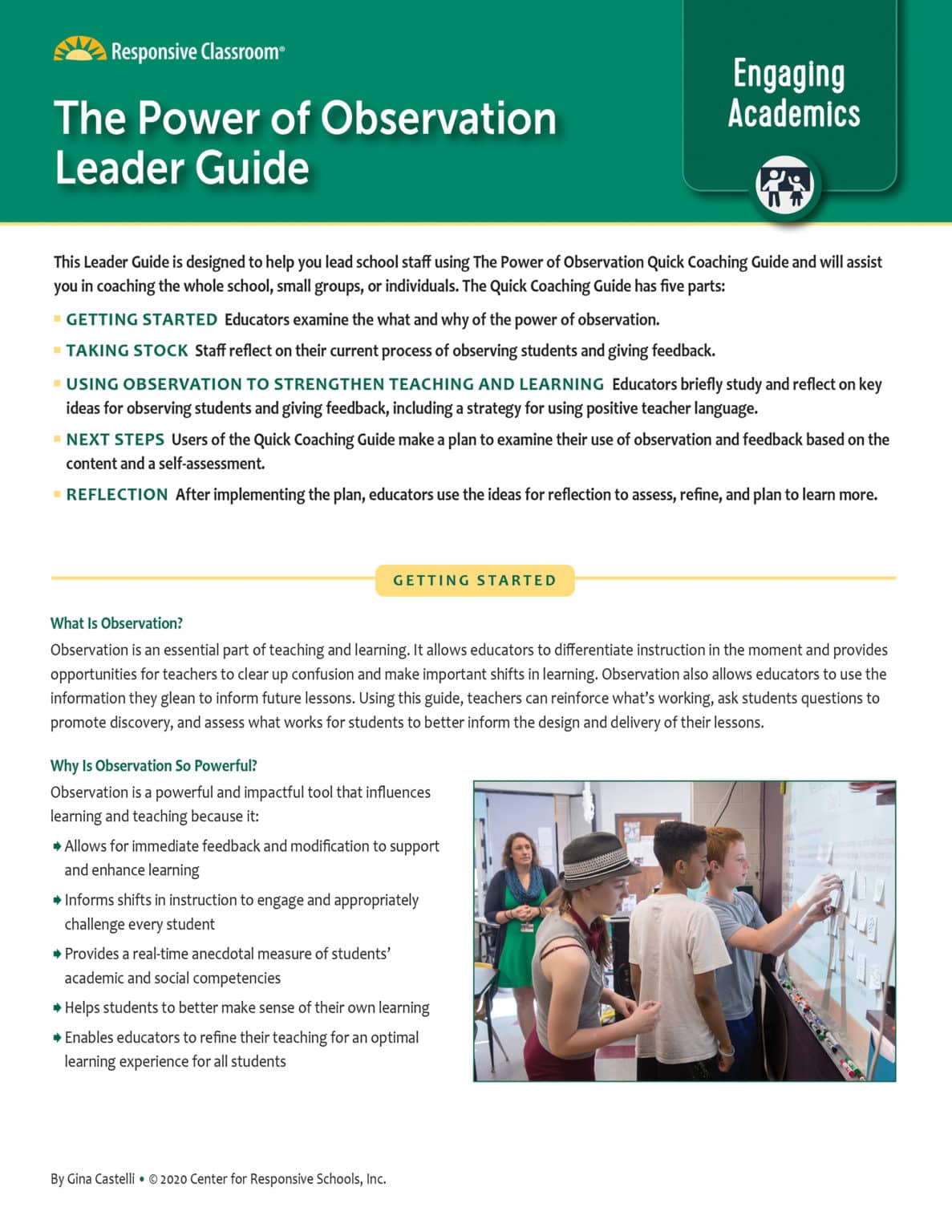 Quick Coaching Guide: The Power of Observation | Responsive Classroom