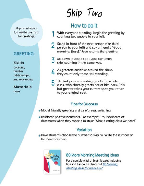 Free Morning Meeting Greeting Sample | Responsive Classroom
